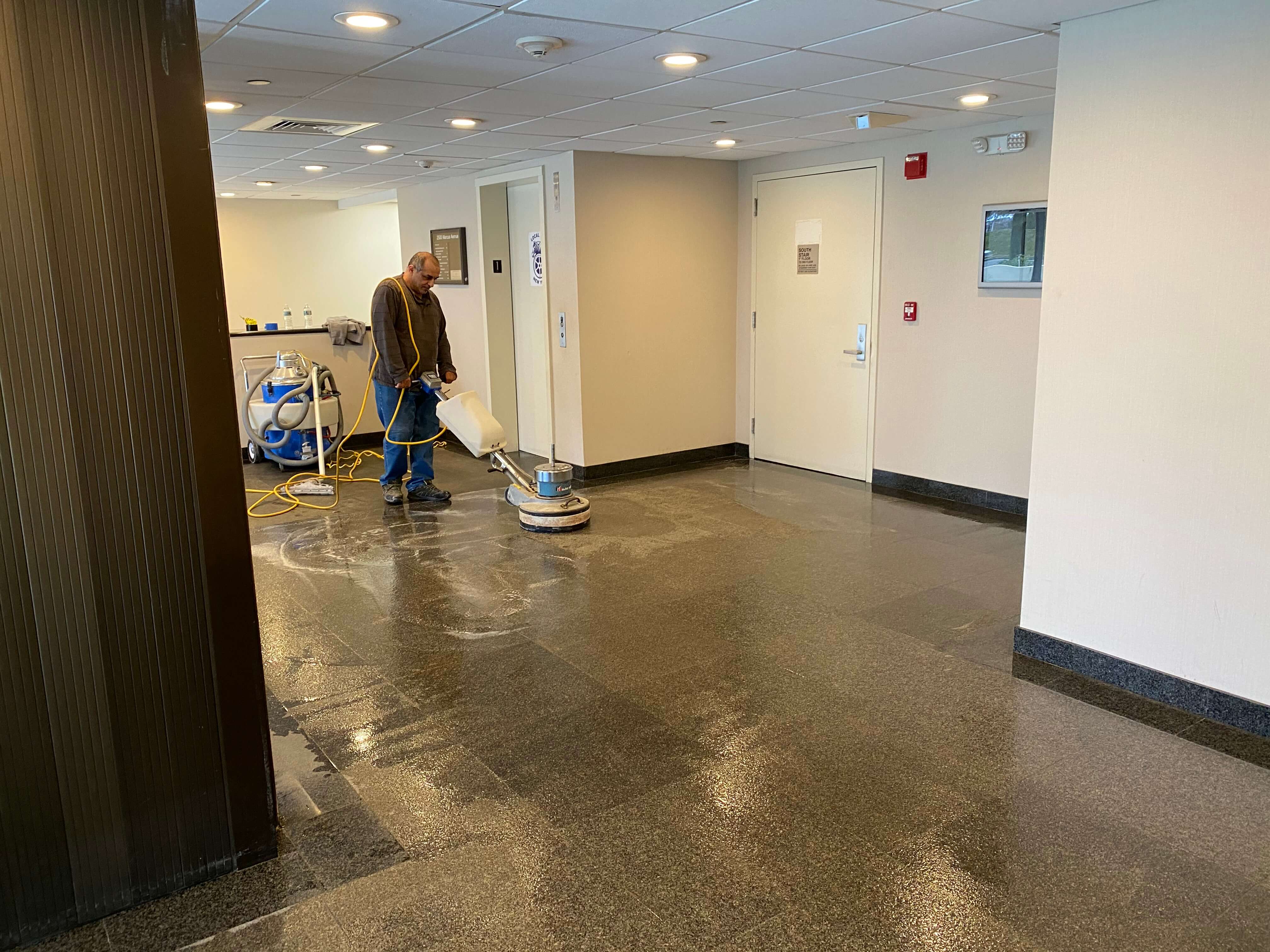 Flamed Granite Lobby Floors Clean - Seal Only - Oldstonerestoration